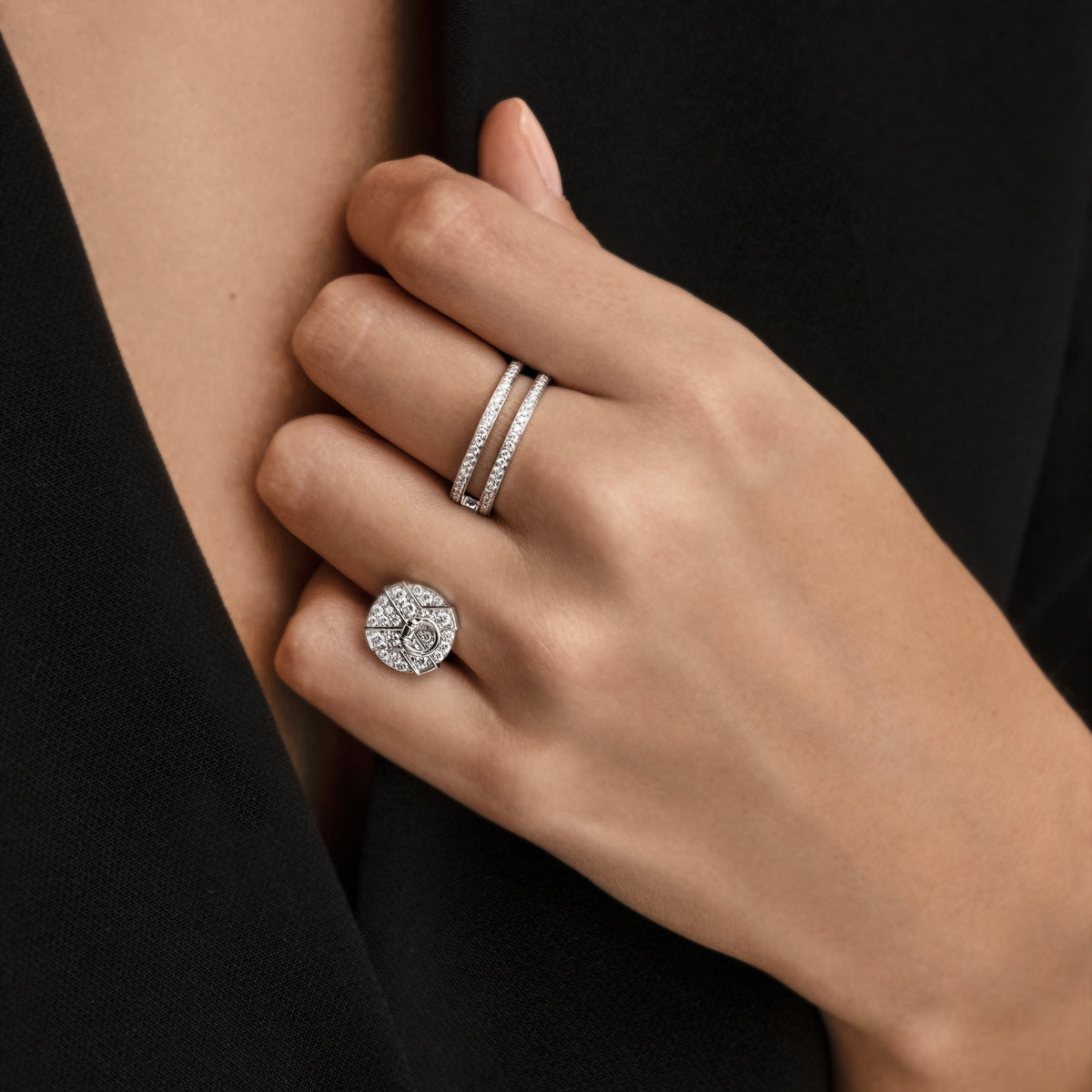 Gate Double Ring White Gold Diamond-Paved | Lawson – LAWSON